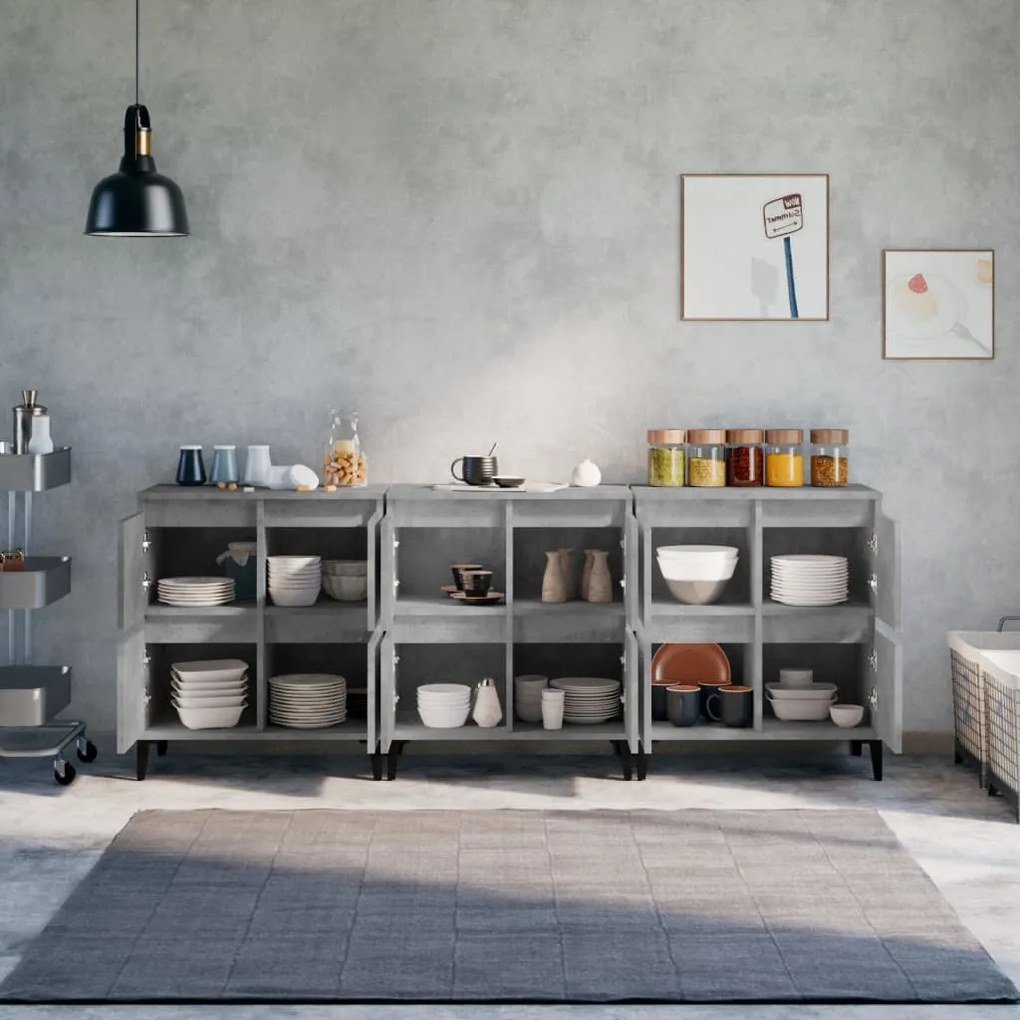 Příborníky 3 ks betonově šedé 60 x 35 x 70 cm kompozitní dřevo 3185779
