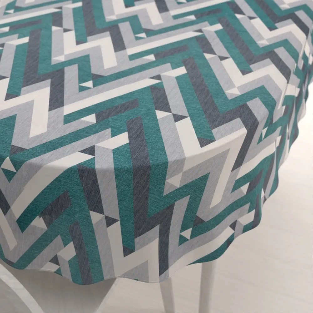 Biante Sametový oválný ubrus Tamara TMR-026 Zeleno-šedý designový cik-cak 100x140 cm