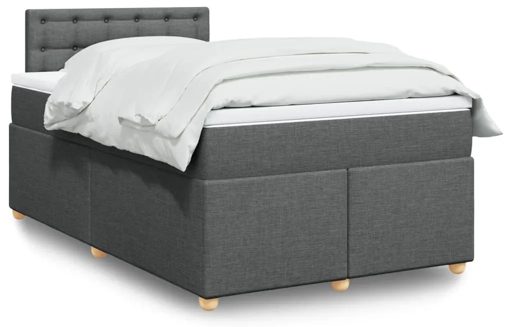 Box spring postel s matrací tmavě šedá 120x190 cm textil