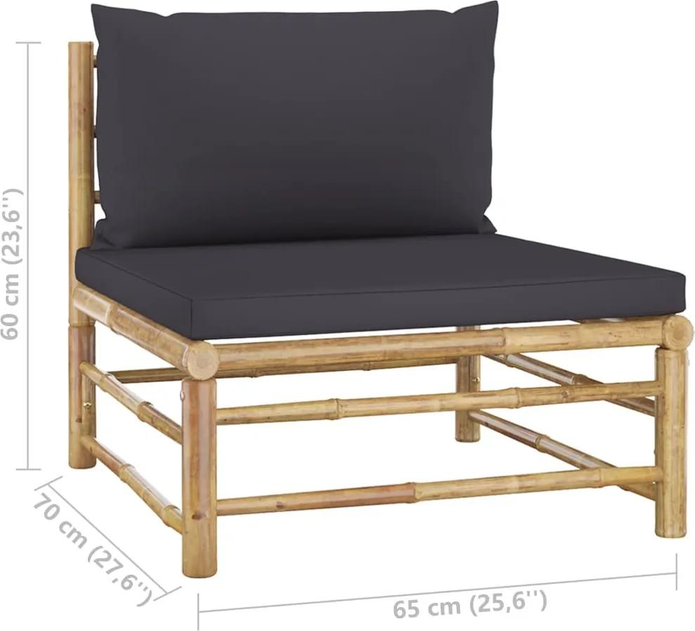 vidaXL 6dílná zahradní sedací souprava + krémově bílé podušky bambus [3058238] Barva: krémová