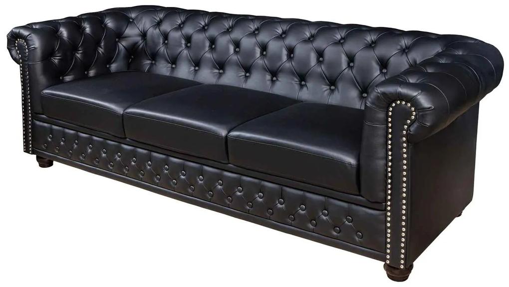 Designová 3-místná sedačka Chesterfield 205 cm černá