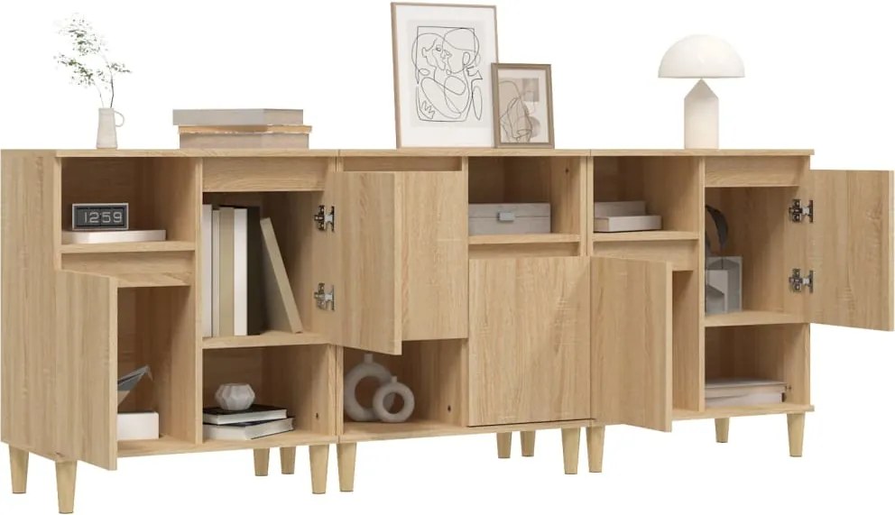 Příborníky 3 ks dub sonoma 60 x 35 x 70 cm kompozitní dřevo 3185738