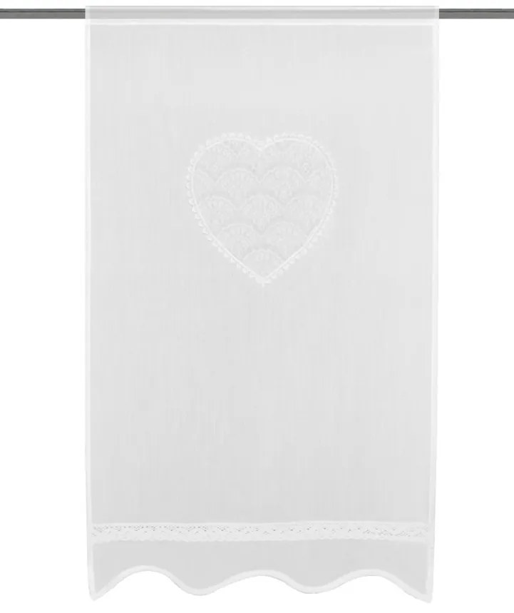 Home Wohnideen Záclona vitrážová s krajkou, batist, Corazon, Bílá Rozměr textilu: 180 cm (V), 90 cm (Š)