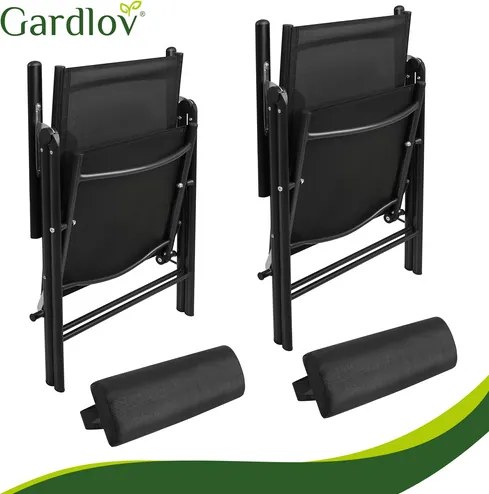 Skládací zahradní židle Gardlov černá, 2 kusy