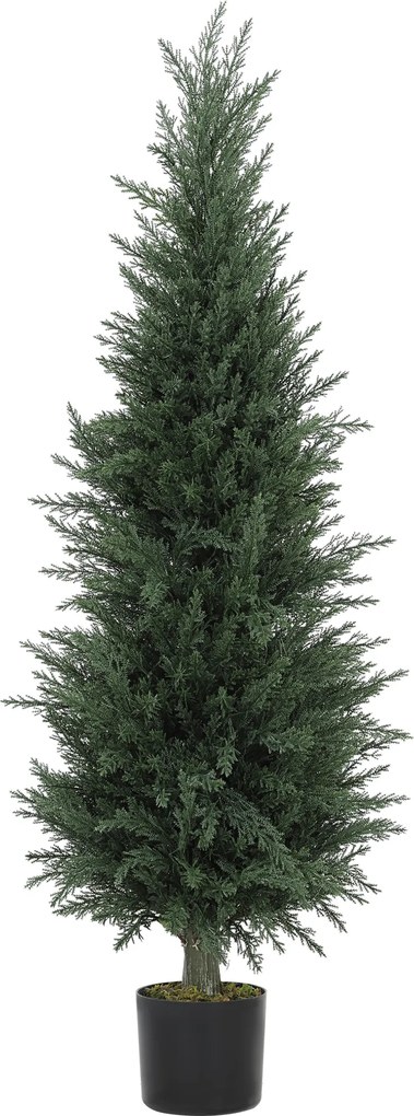 HOMCOM Velký Umělý Cypřiš 120 cm, Umělé Rostliny v Květináči, UV Odolný Umělý Cypřiš pro Dekoraci Obývacího pokoje, Ložnice, Kanceláře a Balkonu