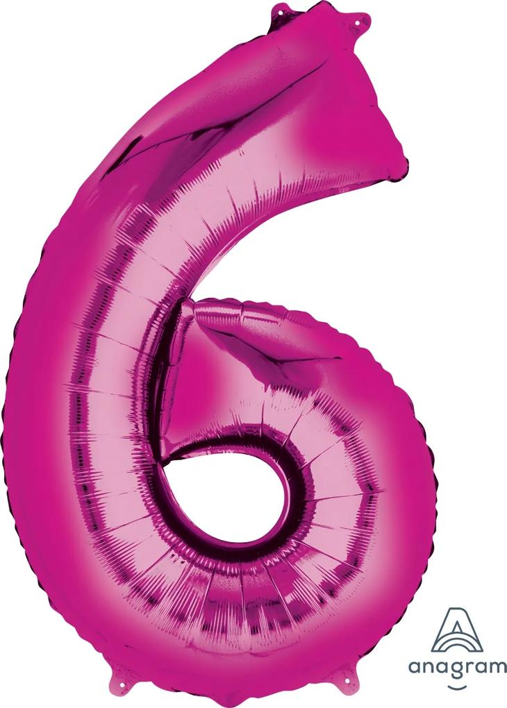Amscan Balónky fóliové narozeniny číslo 6 růžové 86cm | BIANO