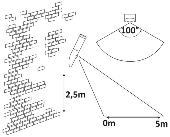 Rabalux 8266 - Venkovní svítidlo se senzorem INOX TORCH 1xE27/25W/230V IP44