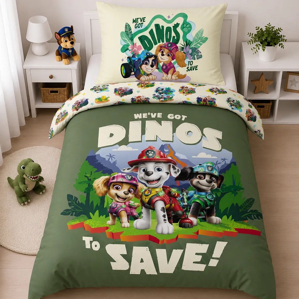 Dětské povlečení Tlapková Patrola Záchrana Dinosaurů