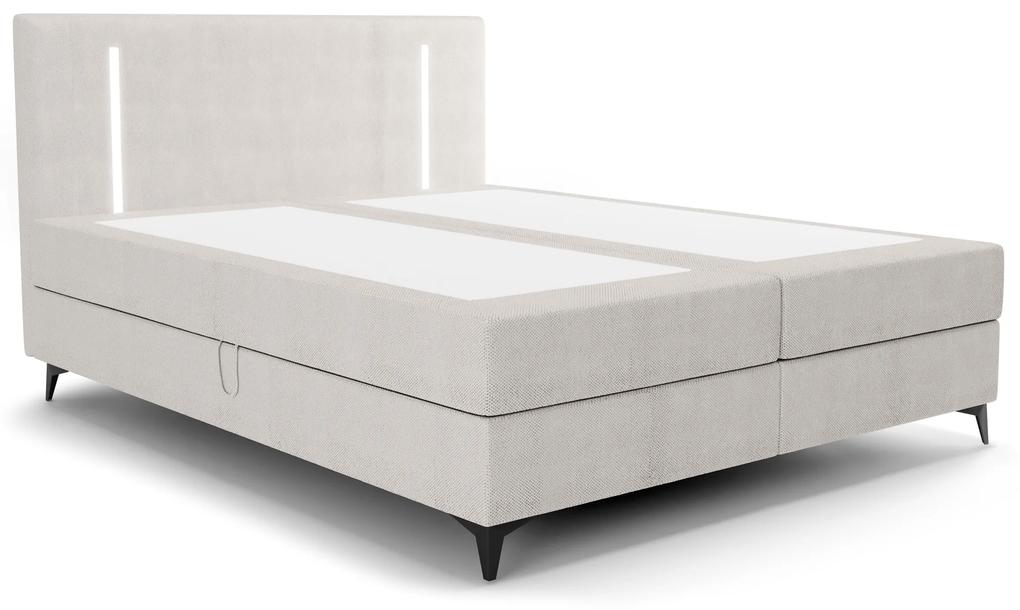 Manželská postel 140 cm Ortega Comfort (světle šedá) (s roštem a matrací, s úl. prostorem) (s LED osvětlením). 1082712