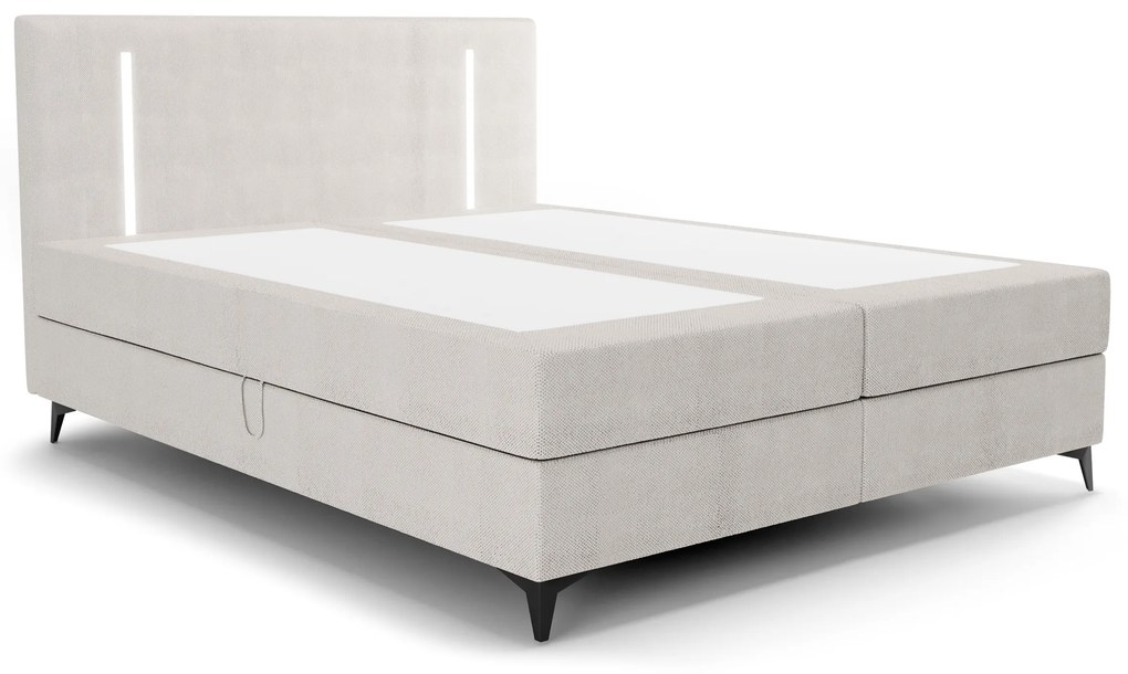 Manželská postel 200 cm Ortega Comfort (světle šedá) (s roštem a matrací, s úl. prostorem) (s LED osvětlením). 1082745