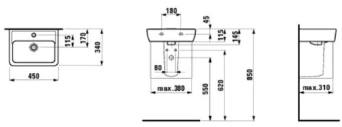 LAUFEN H8119510001041 - Umyvadlo na desku/závěsné PRO 45x34 cm keramika/bílá