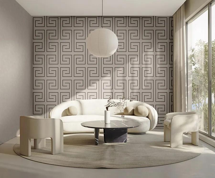Luxusní šedo-béžová geometrická vliesová tapeta na zeď Z76014 Vision