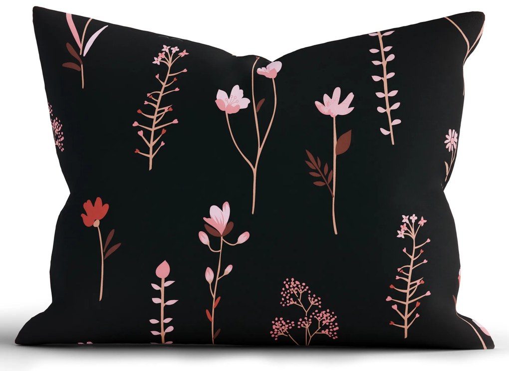 MK Lůžkoviny Bavlněný povlak na polštář Renforcé 70 x 90 cm - Vlčí máky černé