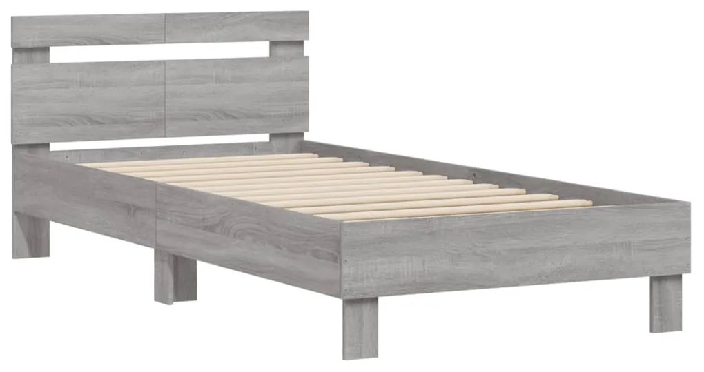 vidaXL Rám postele s čelem šedý sonoma 100 x 200 cm kompozitní dřevo
