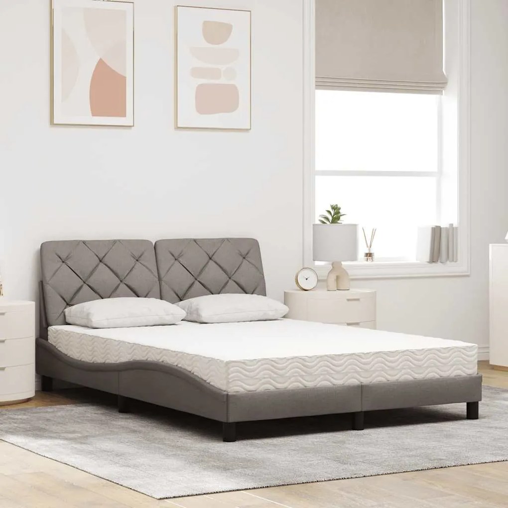 Postel s matrací taupe 140 x 200 cm textil 3310745