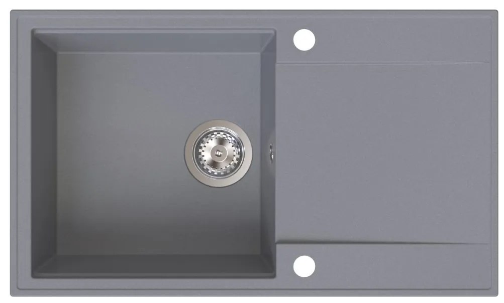 Sink Quality Sink55, kuchyňský granitový dřez 780x460x215 mm + chromový sifon, šedá, SKQ-SINK.D.1KDOL.X