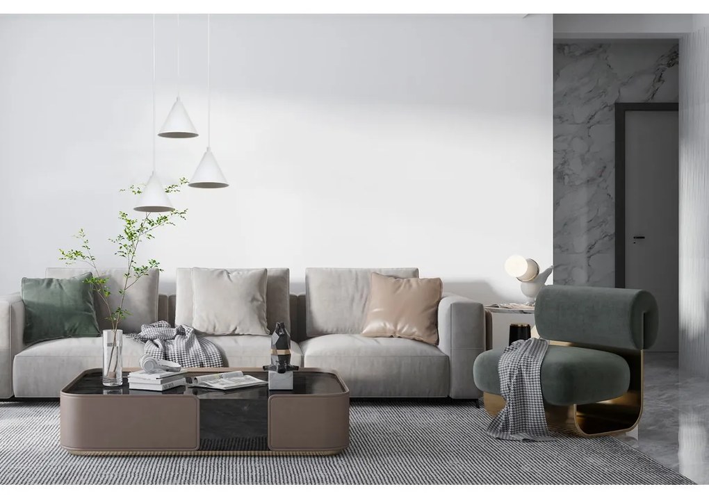 Závěsné svítidlo Soho, 3x bílé kovové stínítko, (fi 14cm),