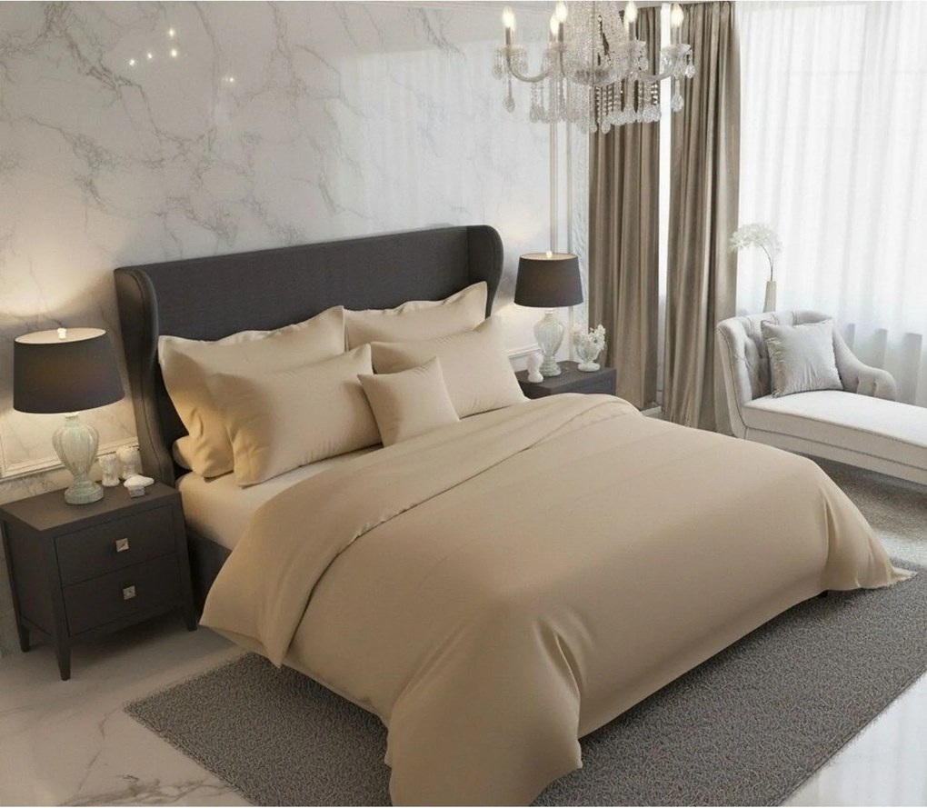 Saténové povlečení LUXURY COLLECTION béžové - 1x 140/220, 1x 70/90cm