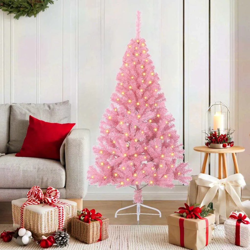 Umělý osvětlený vánoční stromeček Růžová 150 cm PVC 3397059