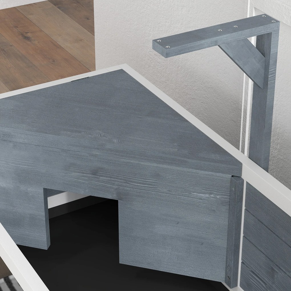 PawHut zvýšený dům pro želvy s 2 zónami, otevíracím víkem, držákem na lampu a panoramatickým výhledem – 84,5 × 47,5 × 90 cm (šedý)