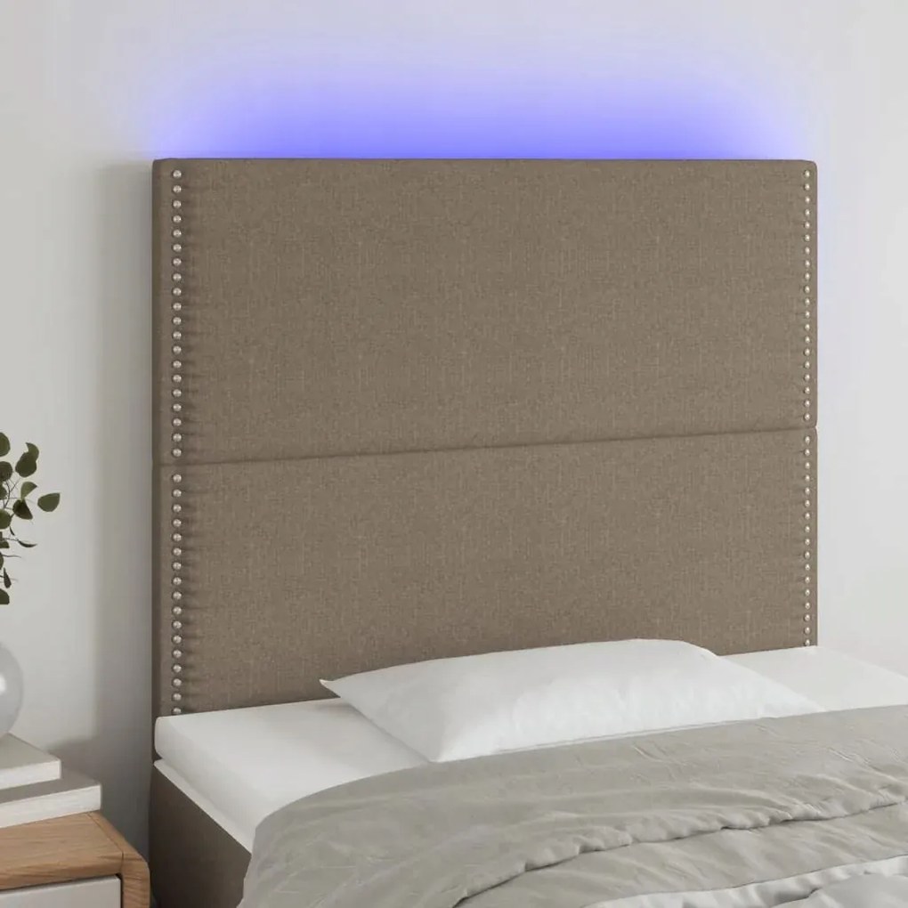 Čelo Postele S Led Textil Taupe 90 x 5 x 118/128 cm