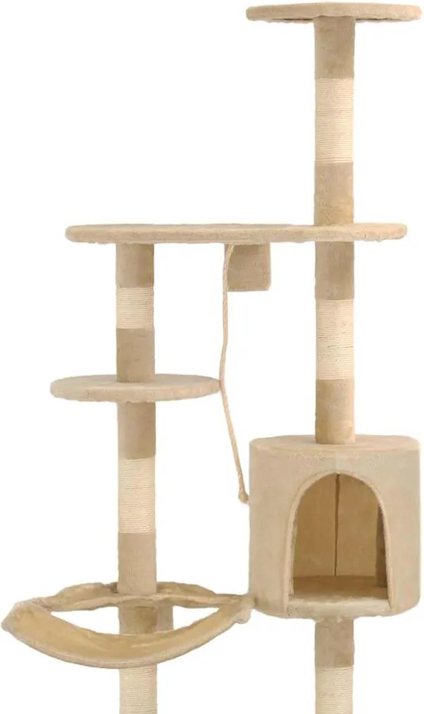 Nástěnné škrabadlo pro kočky se sisalovými sloupky 194cm béžové 170588