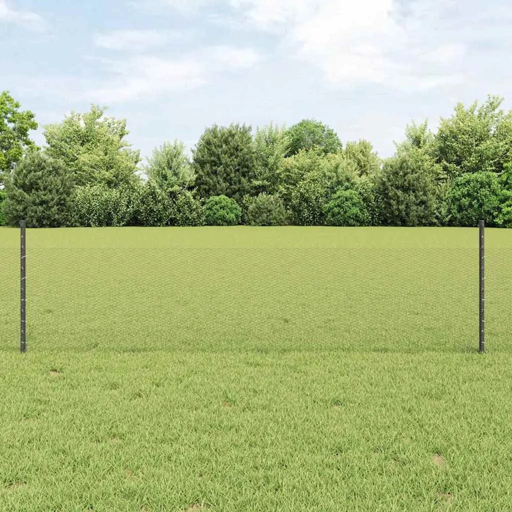 Hexagonální plot s podpěrou 25 x 0,5 m Ocel potažená PVC Šedá 3336845