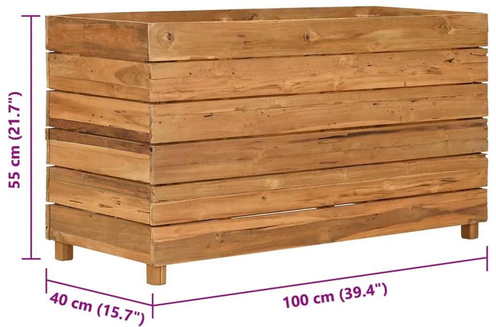 vidaXL Marketos Vyvýšený záhon 100x40x55 cm recyklované teakové dřevo a ocel