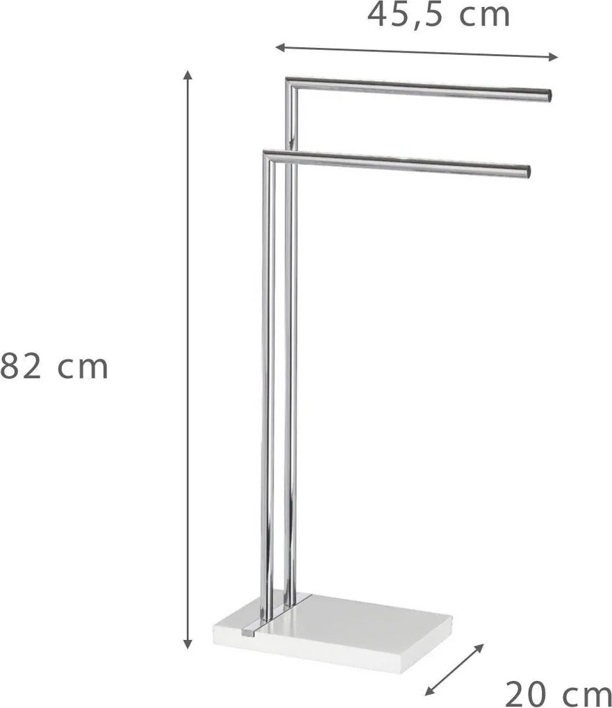 Koupelnový stojanový věšák na ručníky NOBLE WHITE - 2-ramenný, chromovaná ocel,WENKO