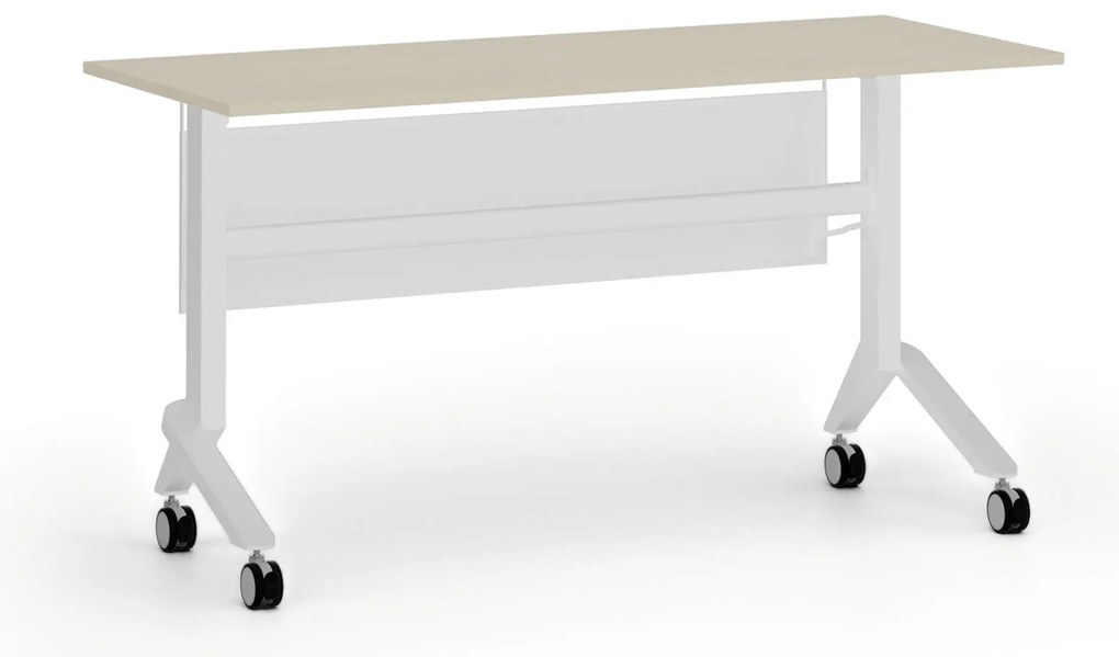 Mobilní stůl PRIMO MOVE, 140x60 cm, bílá podnož, bříza