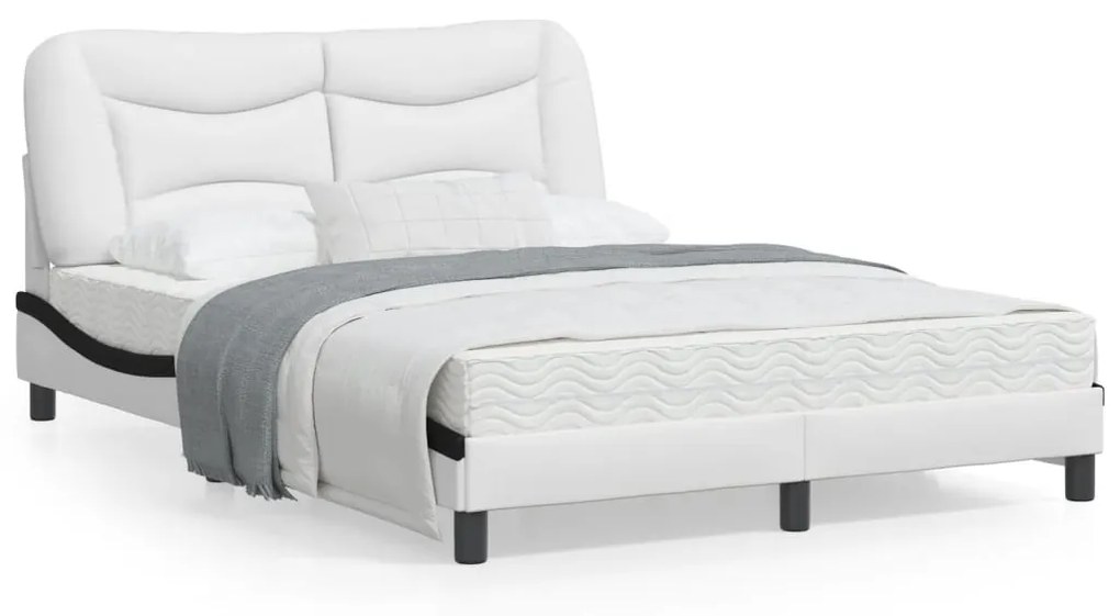 vidaXL Rám postele s čelem bílý a černý 140 x 200 cm umělá kůže