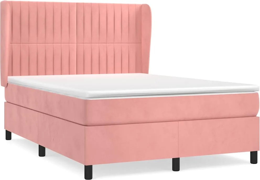 Box spring postel s matrací růžová 140x200 cm samet 3129338