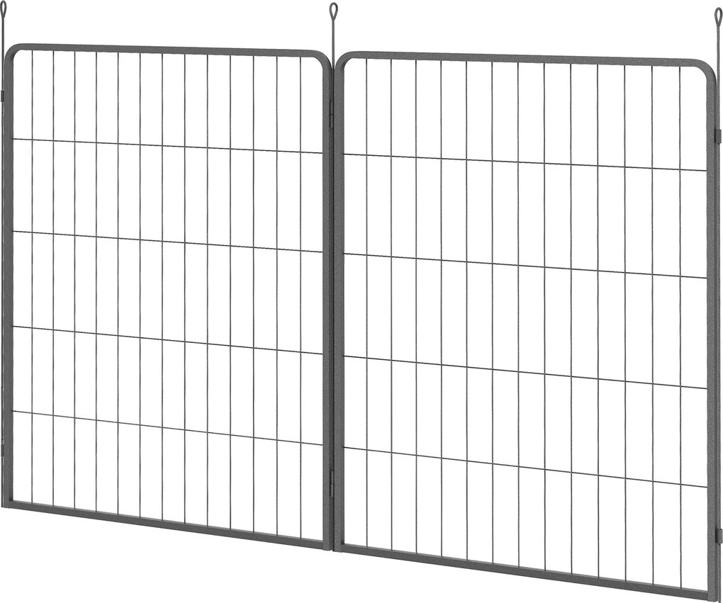 PawHut Sada dvou rozšiřujících panelů 2 pro venkovní oplocení, 80 x 100 cm ocelový výběh pro štěňata pro malé až velké psy - Šedá | Aosom