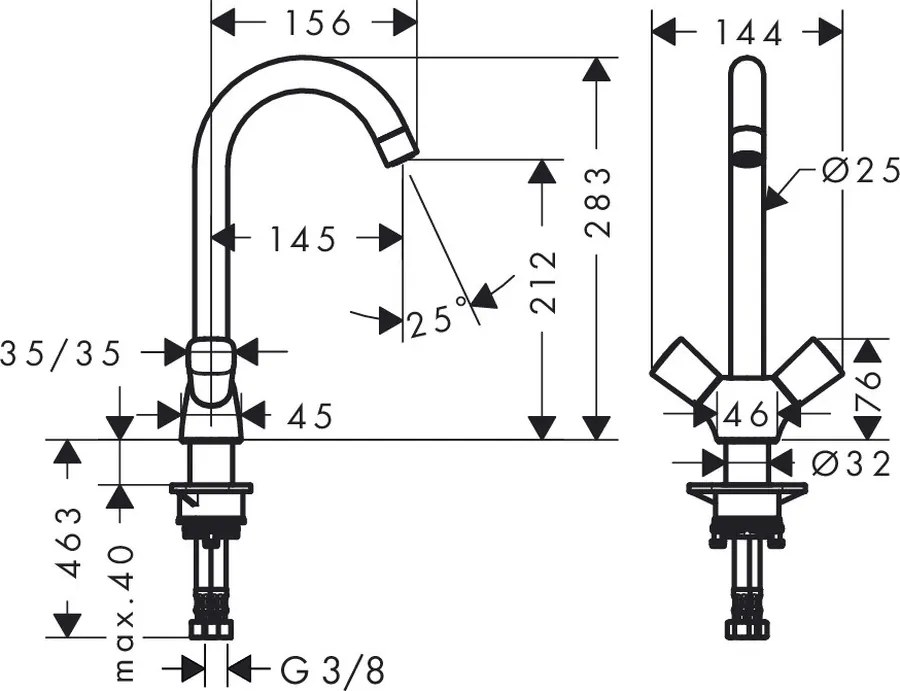 Hansgrohe Logis, dřezová stojánková baterie, chromová, 71280000