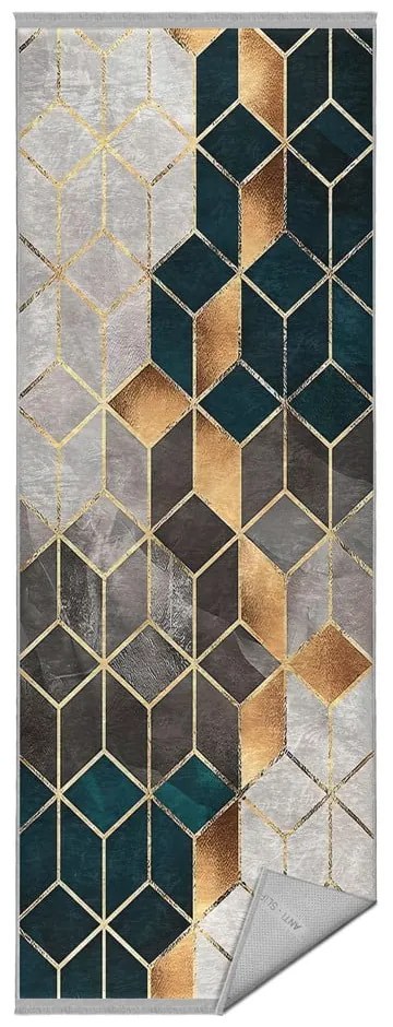 Bílo-petrolejový pratelný koberec běhoun 80x200 cm – Mila Home