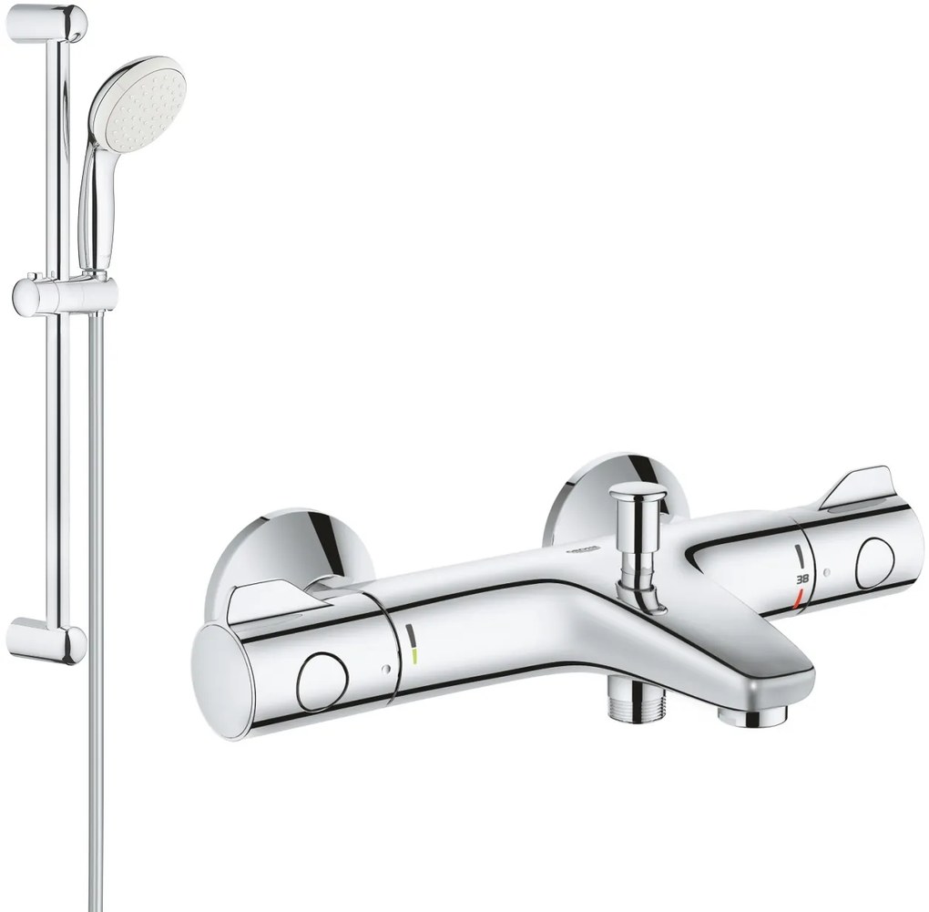 Set vanová baterie Grohe Grohtherm 800 34567000, sprchová sada Grohe New Tempesta 27924001