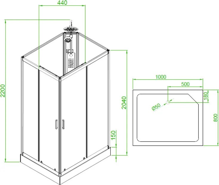 BPS-koupelny Hydromasážní box ALMA-L 100x80 levý