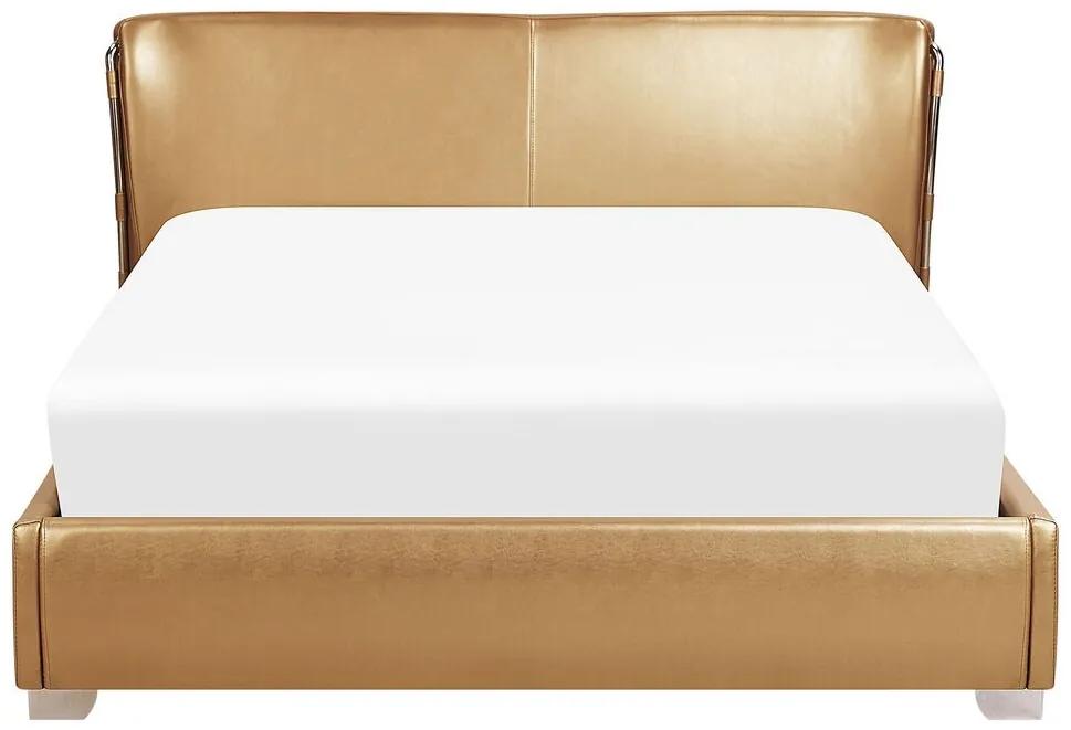 Manželská postel 160 cm PARNAS (s roštem a LED osvětlením) (zlatá). 1022993