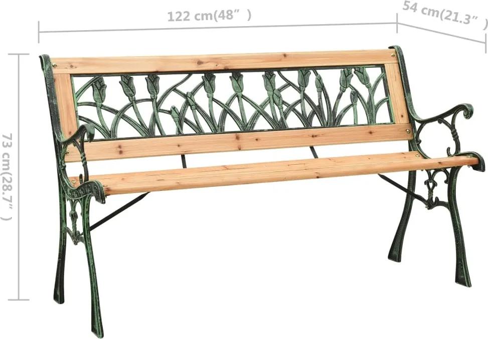 vidaXL Zahradní lavice 122 cm litina a masivní jedlové dřevo [312031]