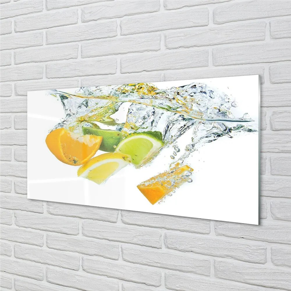 Obraz na skle voda citrus 100x50 cm