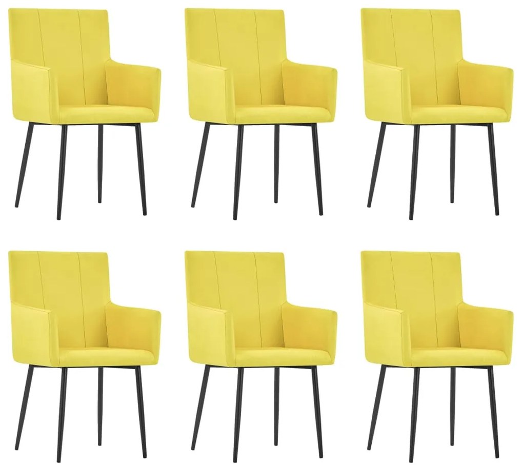 279707 vidaXL Jídelní židle s područkami 6 ks žluté textil