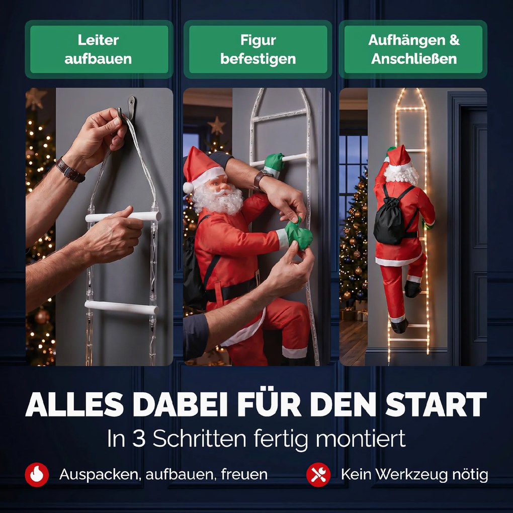 Santa Claus na žebřík s 100 LEDs
