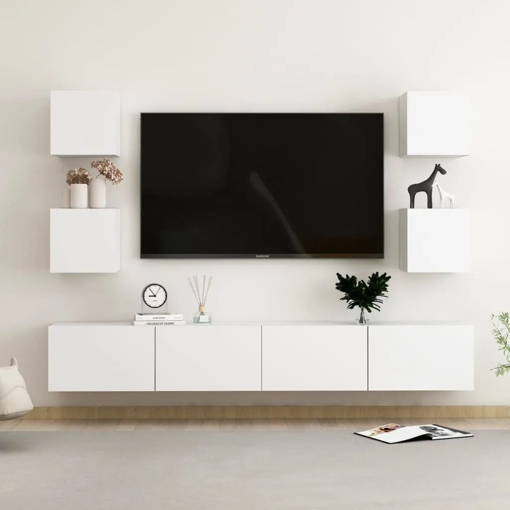6dílný set TV skříněk bílý kompozitní dřevo 3078663
