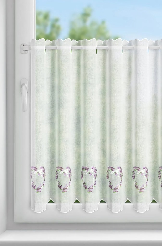 KRÁTKÁ ZÁCLONA NA POUTKÁCH LAVENDER 145X70 CM KVĚTY