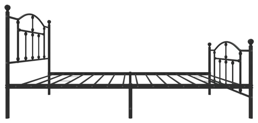 Kovový rám postele s hlavovým a nožním čelem černý 100 x 200 cm - Default Title