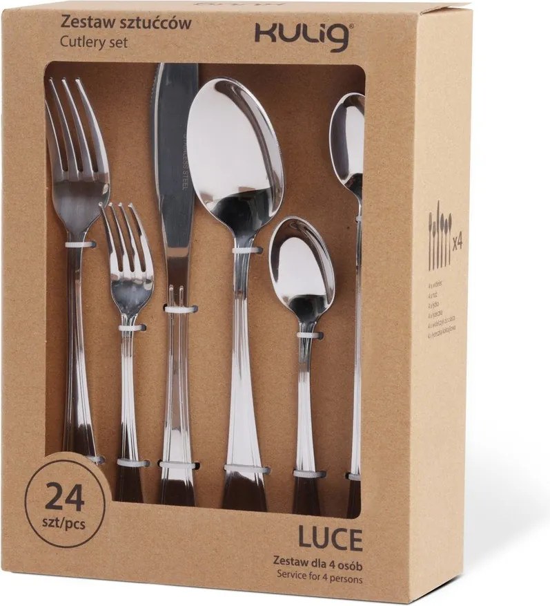 Nerezový příbor 24 ks ve stříbrné barvě pro 4 osoby Luce – Kulig