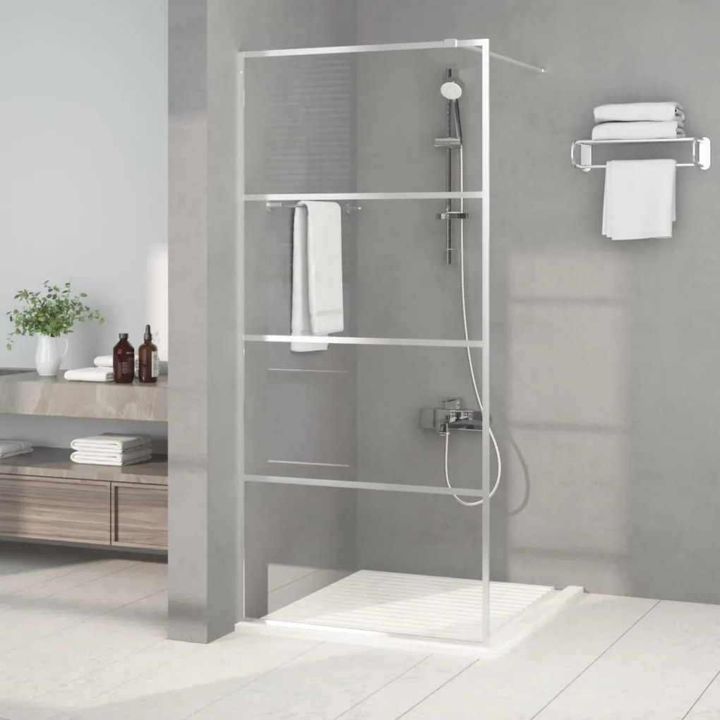 Sprchová zástěna walk-in stříbrná 90 x 195 cm čiré ESG sklo 152136