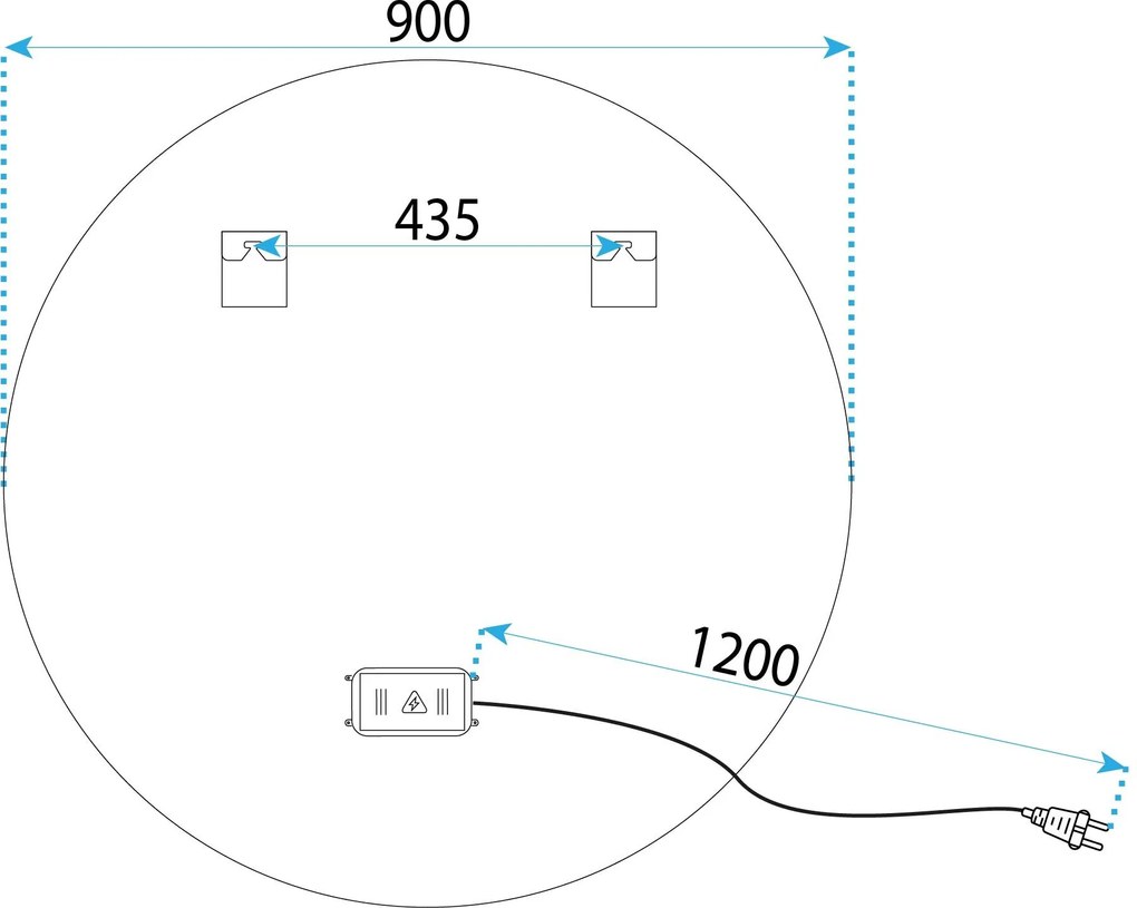 Rea Rea, LED zrcadlo 90cm v ocelovém rámu, broušená ocel, HOM-06550