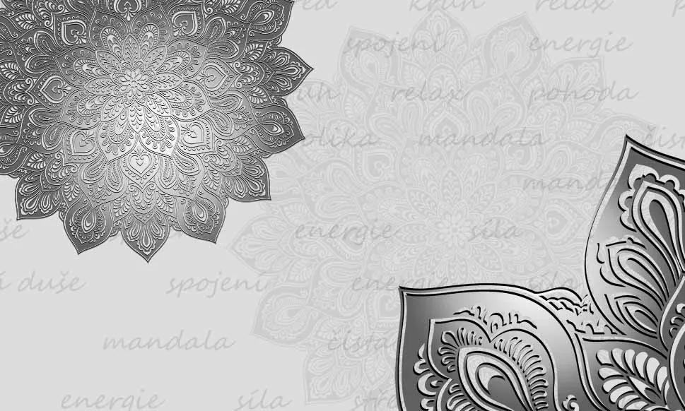 Malvis ® Pětidílná Mandala kovově šedá Velikost: 150x60 cm