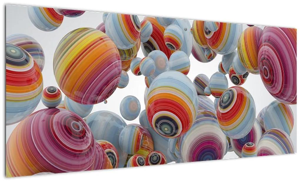 Abstraktní obraz barevných koulí (100x40cm)